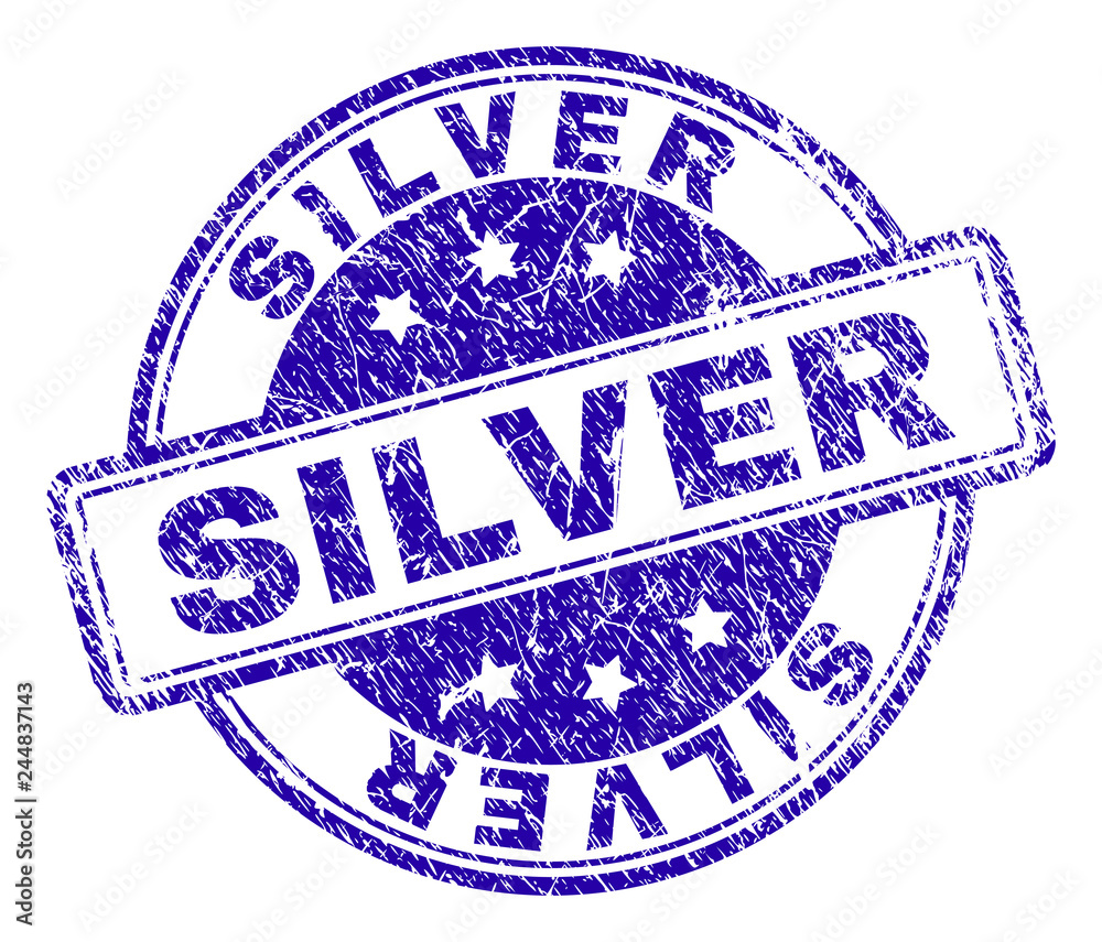 Vector de Stock SILVER stamp seal watermark with distress texture ...
