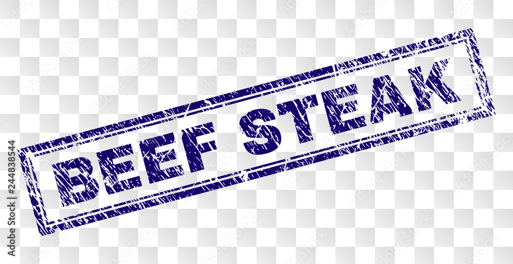 BEEF STEAK stamp seal watermark with rubber print style and double ...