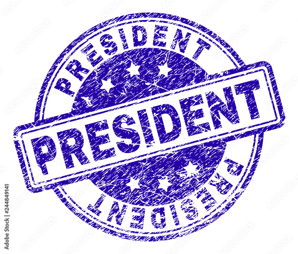 PRESIDENT stamp seal watermark with distress texture. Designed with ...
