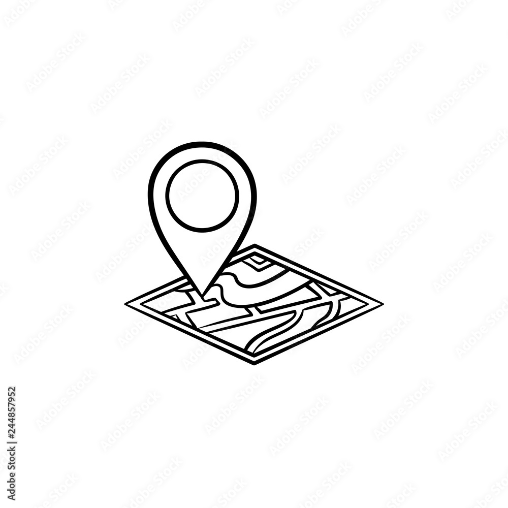 Image vectorielle Stock Map pin hand drawn outline doodle icon. Address ...