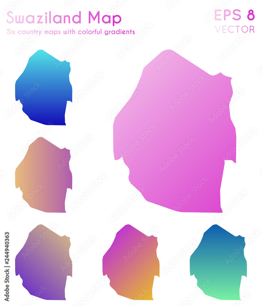 Map of Swaziland with beautiful gradients. Amazing set of Swaziland ...