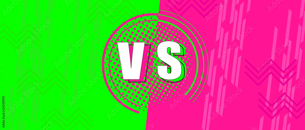 Versus screen. Fight backgrounds against each other, green vs pink ...