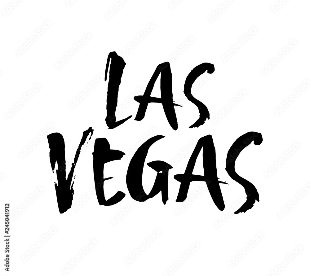 Las Vegas hand-lettering ink calligraphy. Hand drawn brush calligraphy ...