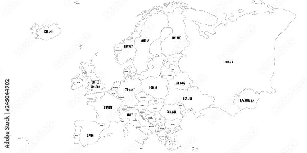 Simple Black And White Europe Map 17+ Thousand Simple European Map