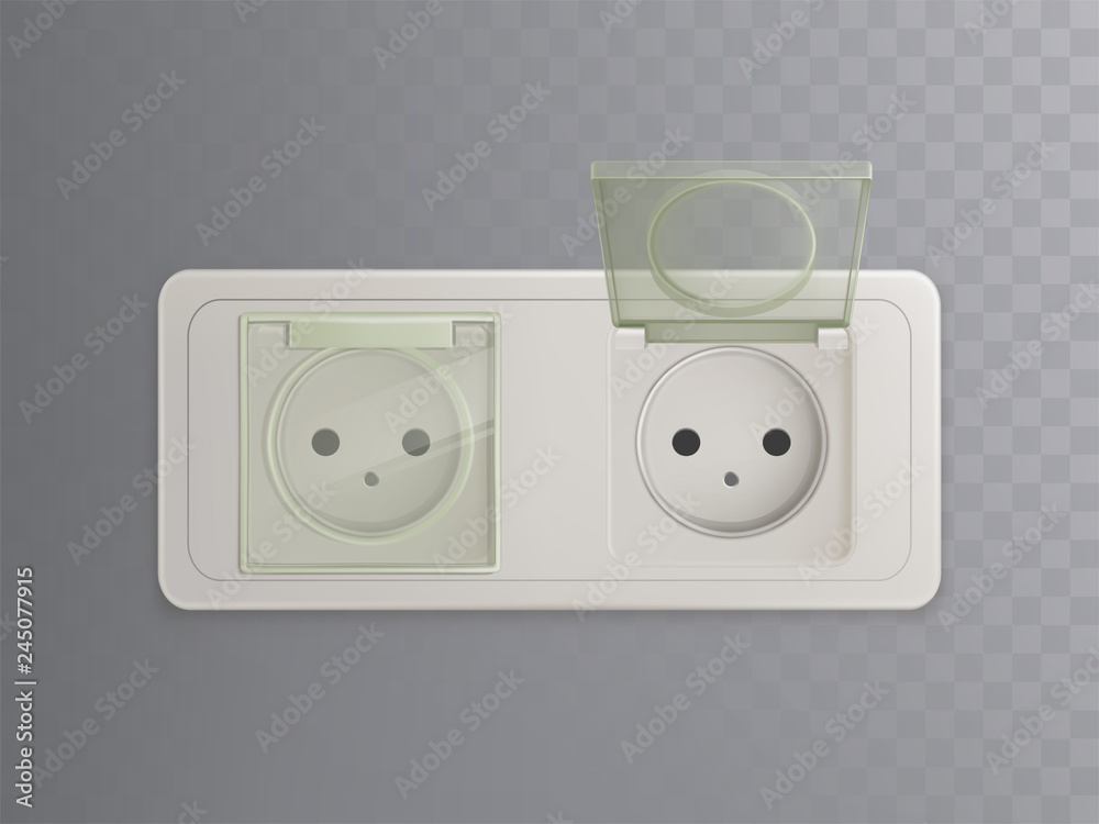 Vector 3d realistic power socket with plastic caps, covers for ...