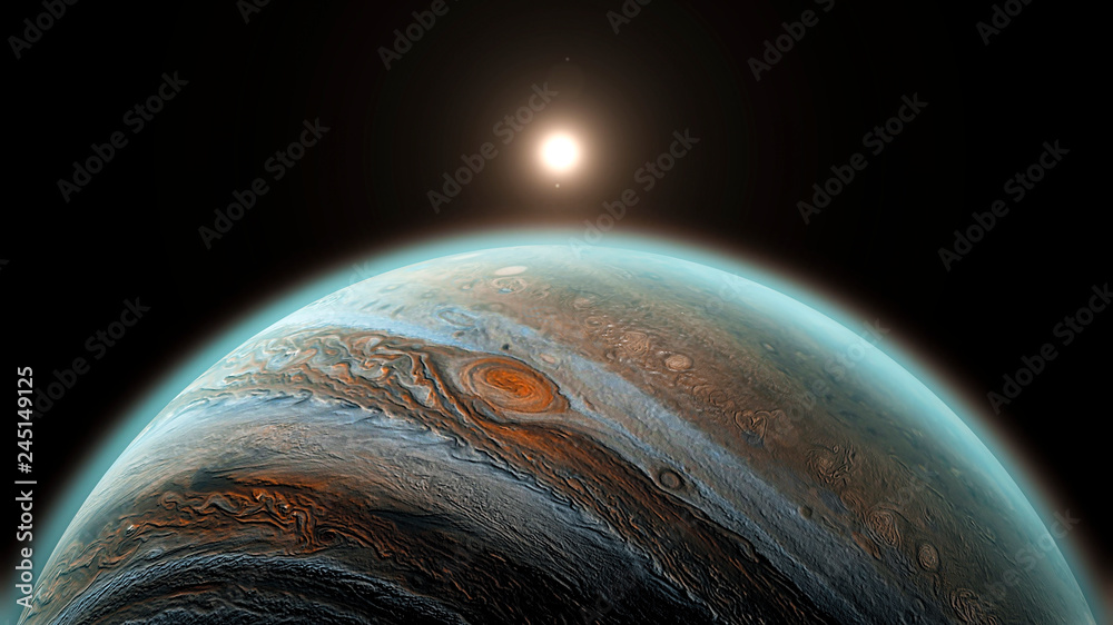 Jupiter planet in space, close up shot. Universe, solar system's giant ...