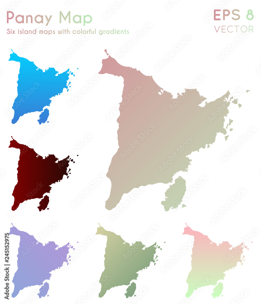 Map of Panay with beautiful gradients. Attractive set of Panay maps ...