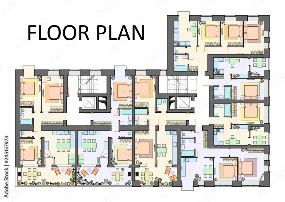 Vector floor plan / layout, architectural background, top view Stock ...
