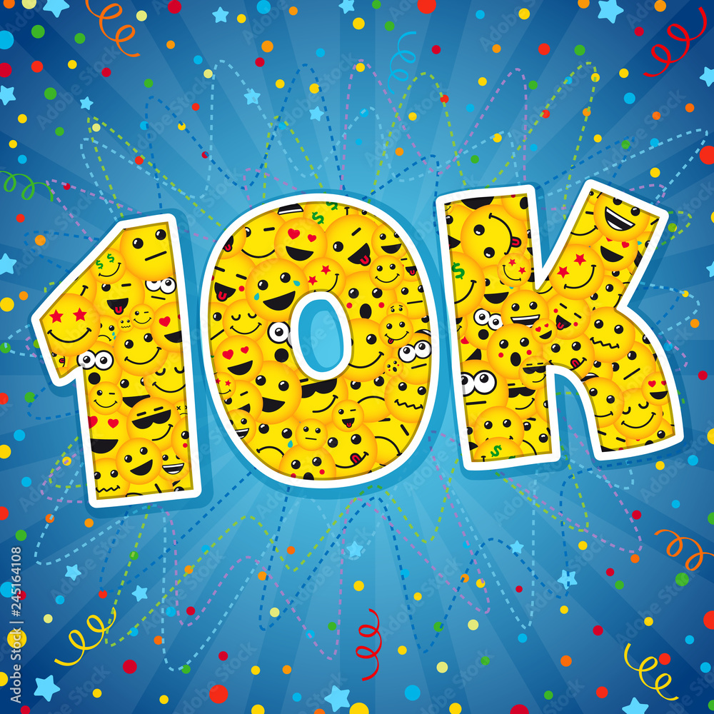 Vector de Stock Thank you 10K logotype. Congratulating bright 10.000 ...