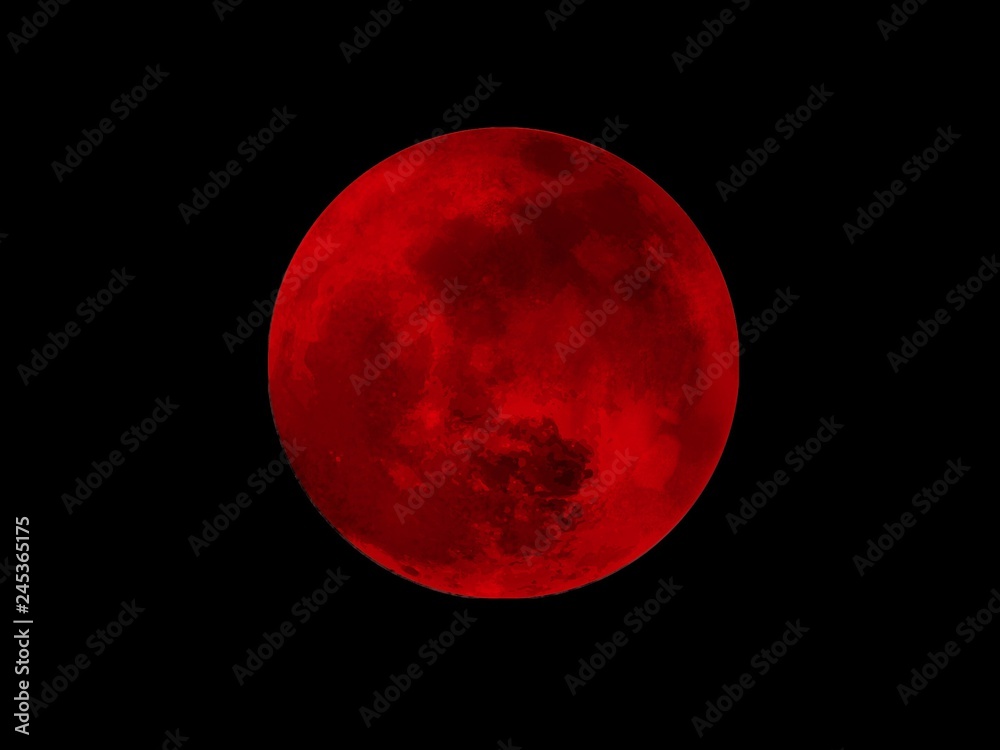 Red moon illustration with black background Stock Photo | Adobe Stock