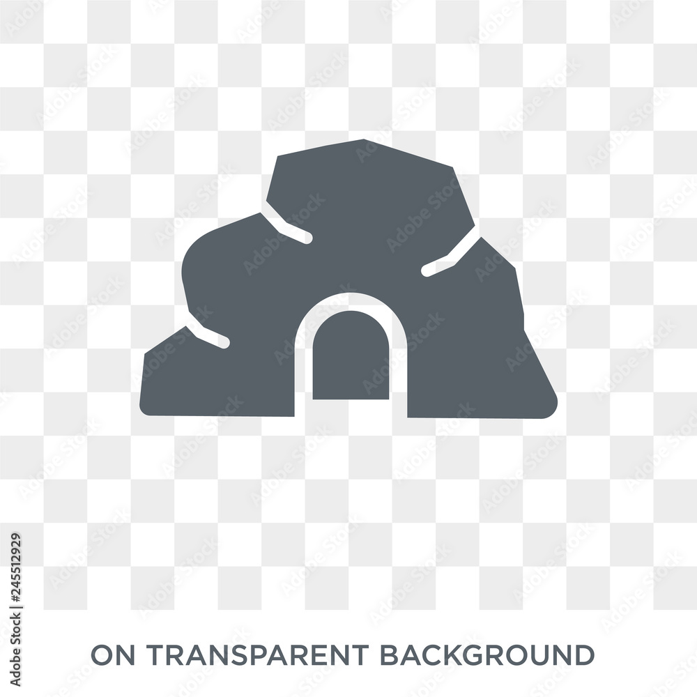 cave icon. Trendy flat vector cave icon on transparent background from ...