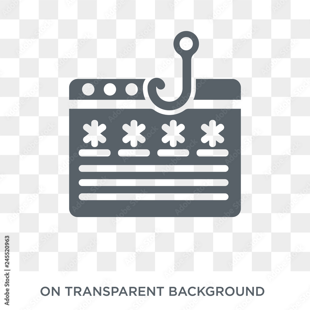 Phishing icon. Trendy flat vector Phishing icon on transparent background from Internet Security ...