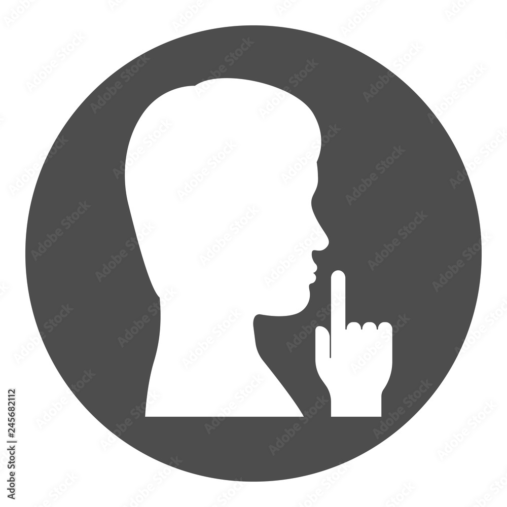 Keep silence symbol. Hush gesture. Vector. Stock Vector | Adobe Stock