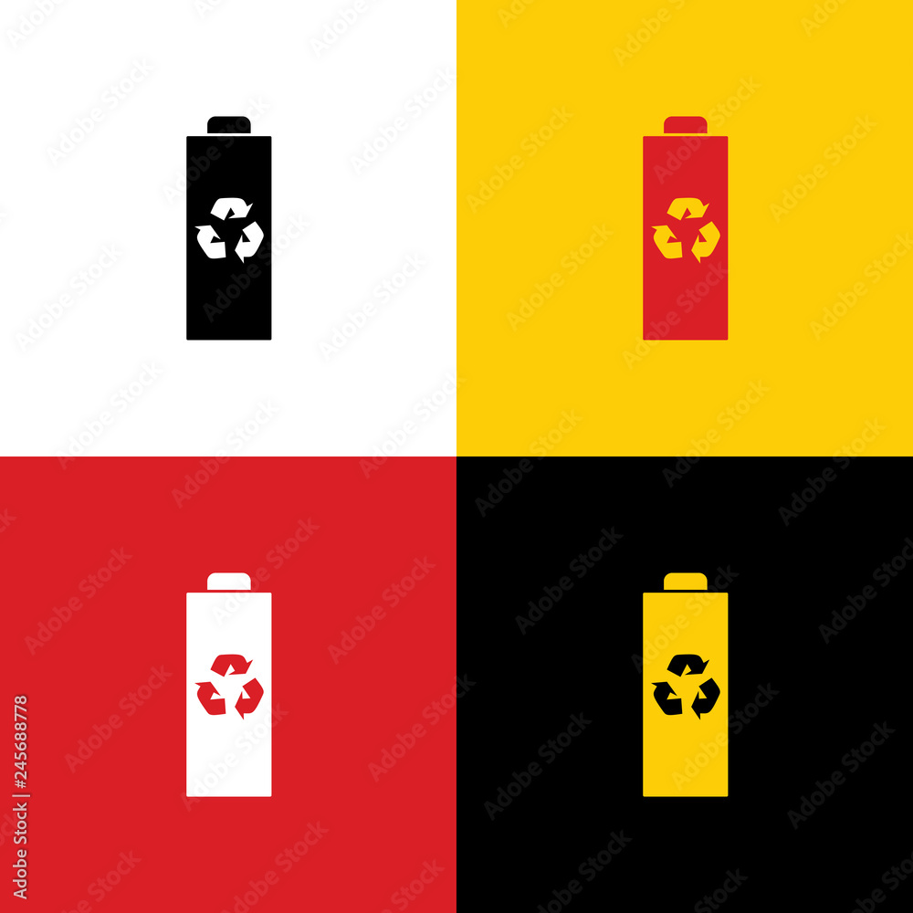 Battery recycle sign illustration. Vector. Icons of german flag on ...