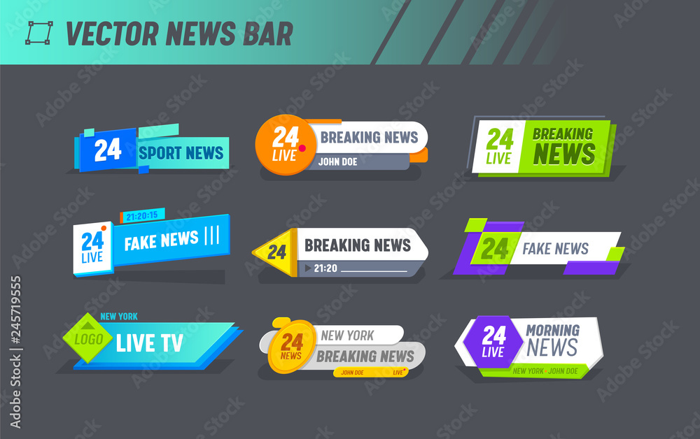 Breaking Sport News World Reportage Typography Badge Template Set. Live ...