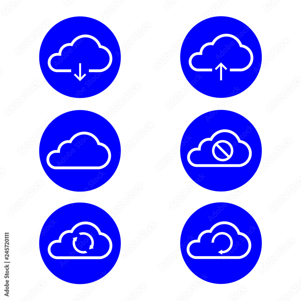 Vector illustration of cloud computing icon set, sign and symbol. Cloud ...