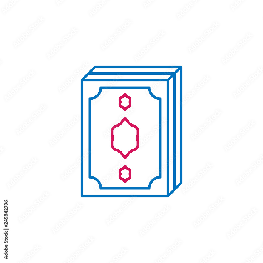 Islam, holy Quran 2 colored line icon. Simple blue and red element ...