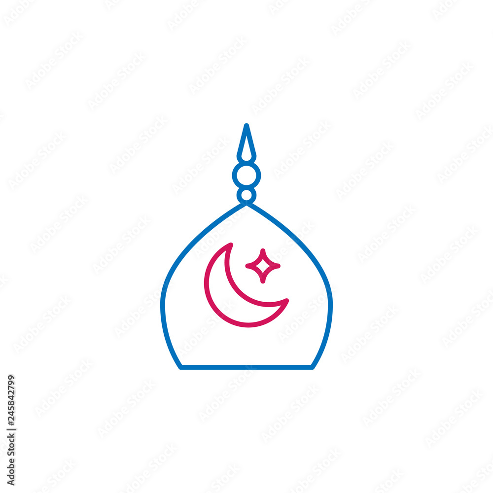 Islam, Medina sherif 2 colored line icon. Simple blue and red element ...