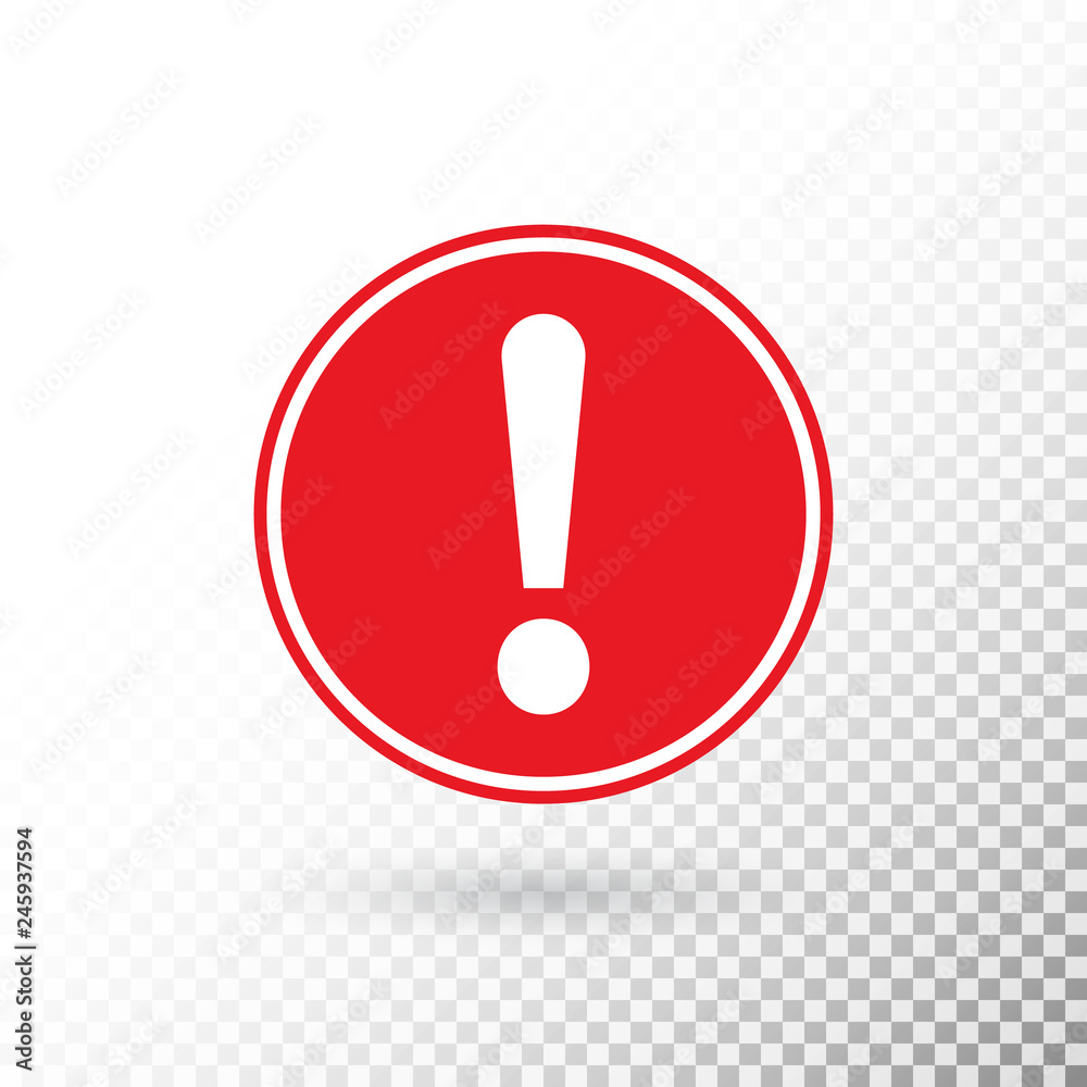 Exclamation mark in red circle isolated on transparent background ...