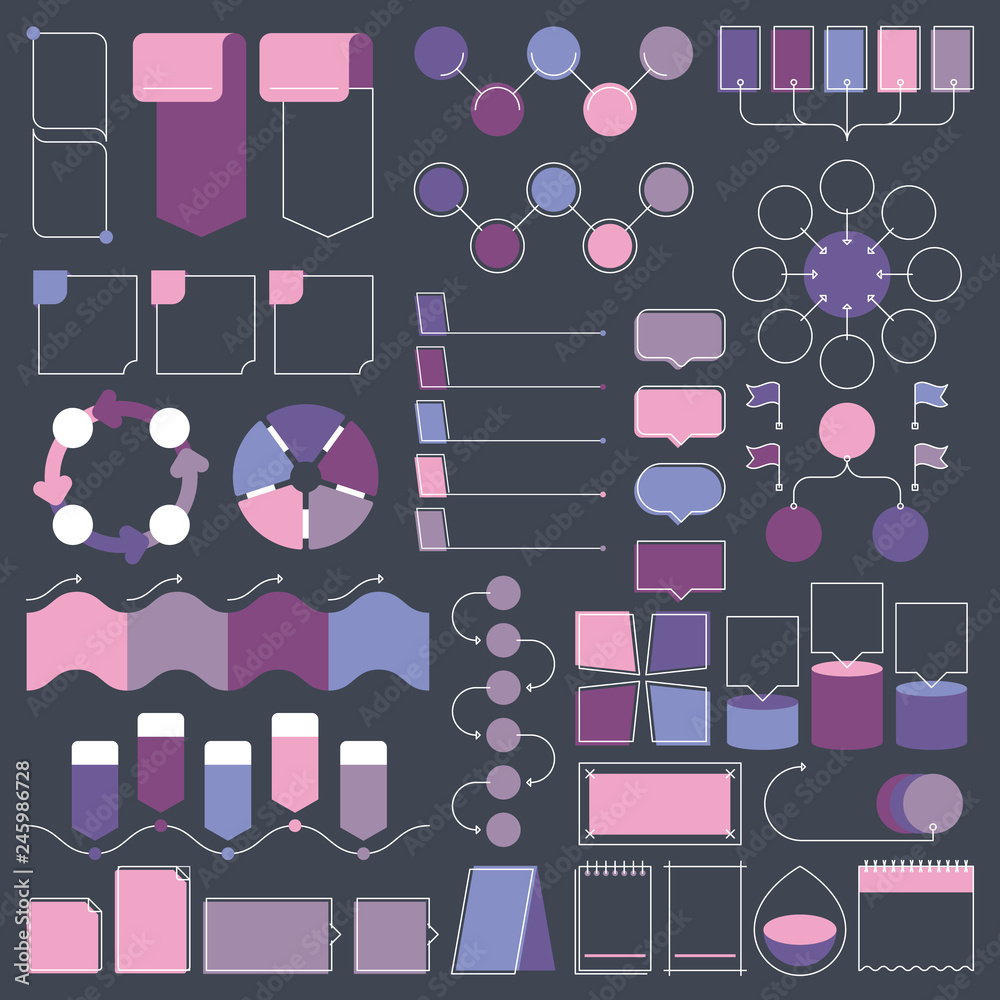 Infographic design elements vector collection, diagram structure objects and visualizations ...