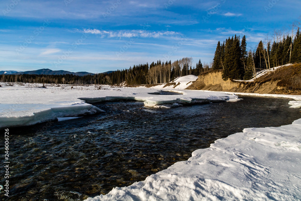 Open waters of the Elbow river flow through Allen Bull Provincial ...