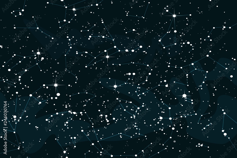 Cartoon space background with bright stars. Night starry sky vector illustration Stock Vector ...