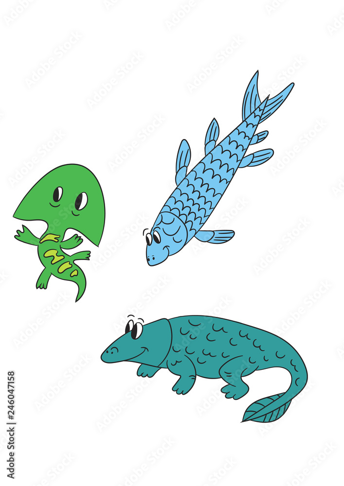 Vector illustration of Cartoon Fish Evolution Dinosaur Stock Vector ...