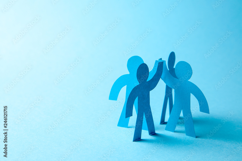 Successful business team winner give five. Team building. Copy space ...