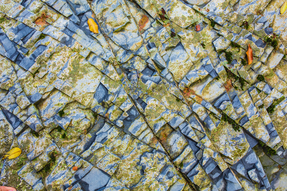 Closeup - beautiful structure of an ancient rock texture formation ...