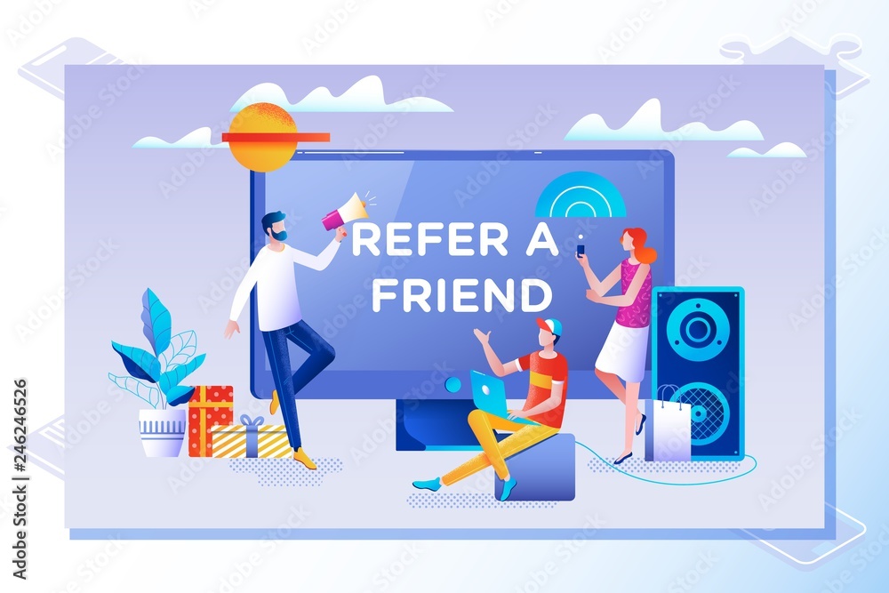 Refer a friend concept. Friend Sharing Referral Code. Vector ...
