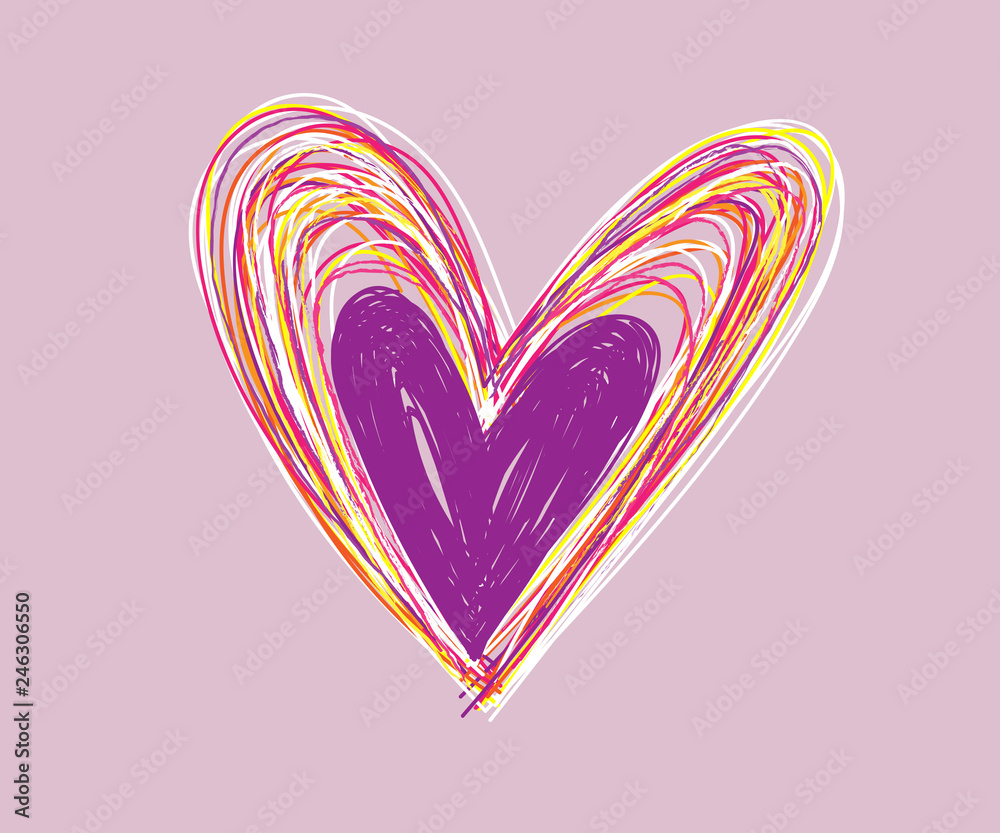 Valentines day hearts doodles set,hand drawn icons and illustrations ...