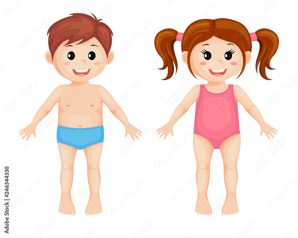 Parts of body. Cute cartoon boy and girl Stock Vector | Adobe Stock