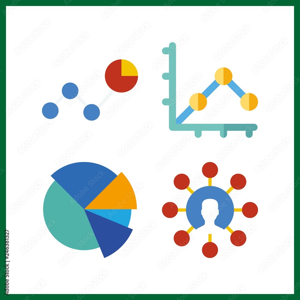 4 analysis icon. Vector illustration analysis set. pie chart and line ...