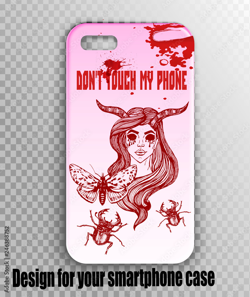 Creative stylish gothic print for the cover - a witch with butterflies ...