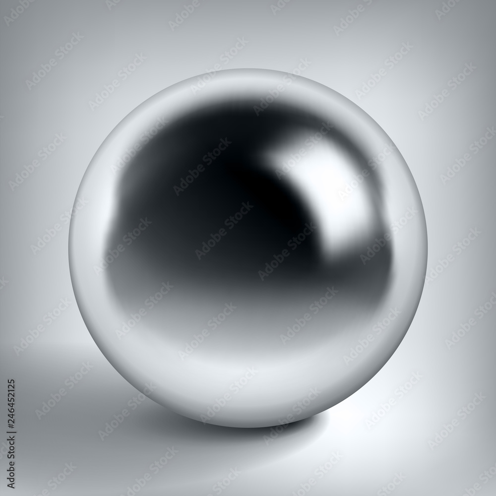 Vector chrome sphere, glossy metal ball, surround the silver object for ...