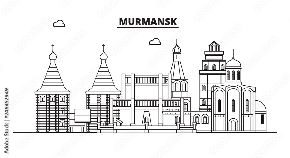 Стоковое векторное изображение «Russia, Murmansk. City skyline ...