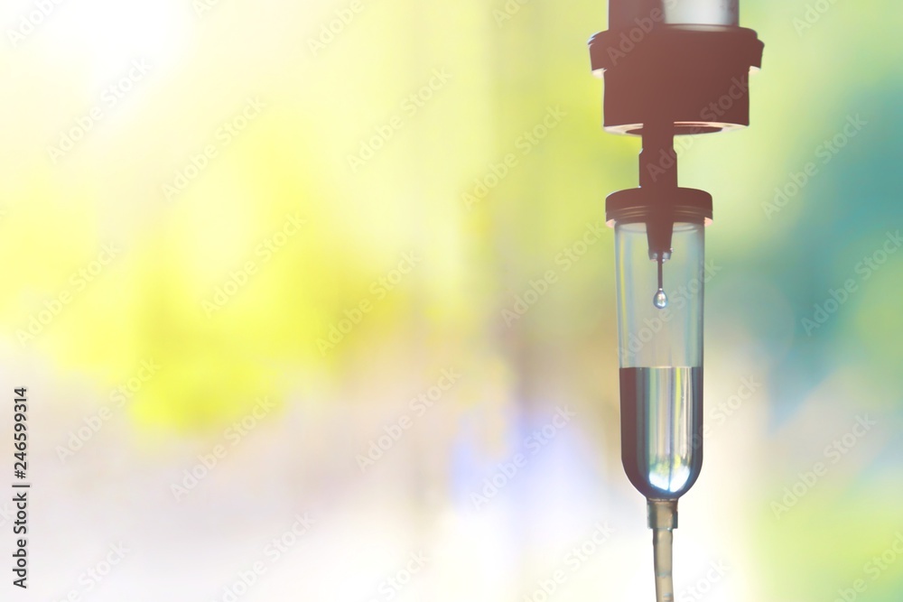 Saline iv drip fluid intravenous drop hospital room,medical concept ...