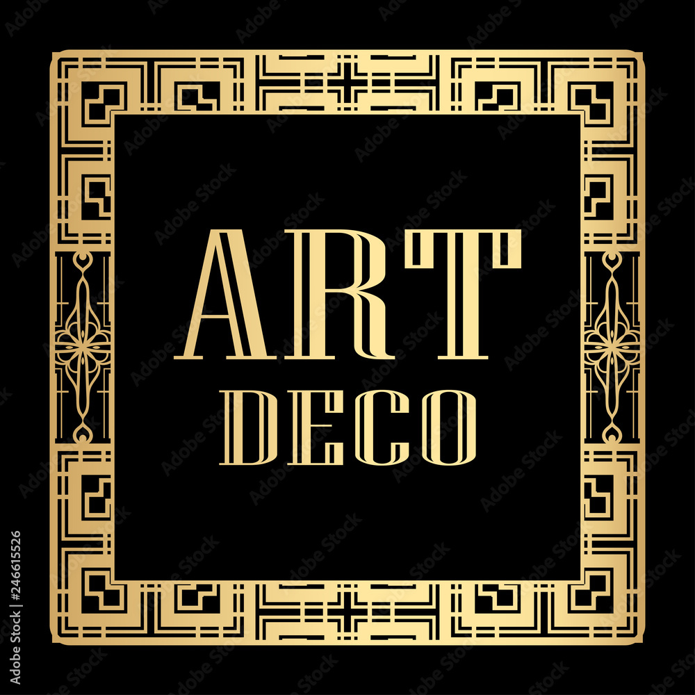 Vector de Stock Vintage invitation border frame in art deco. Retro ...