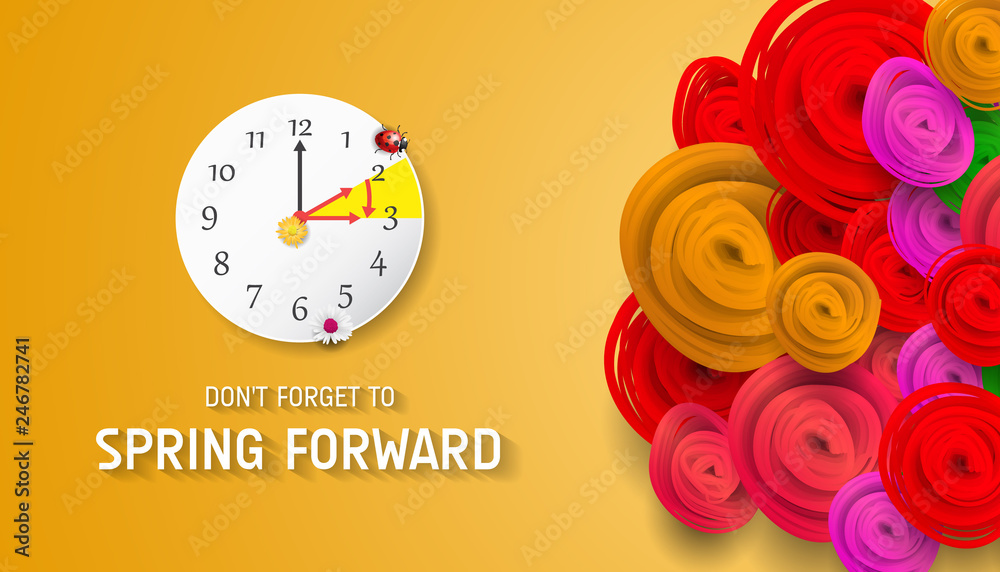 Spring Forward Banner. Daylight Saving Time Reminder - Spring Time ...