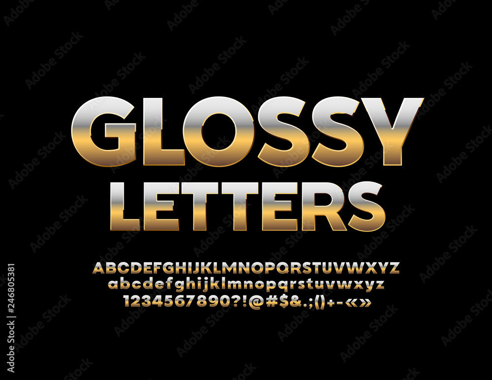 Vector Glossy Gold Font. Luxury Alphabet Letters, Numbers and Symbols ...