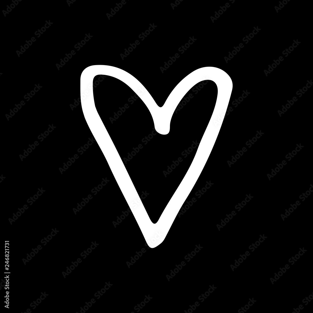 Cute cartoon hand drawn heart drawing. Sweet vector black and white ...
