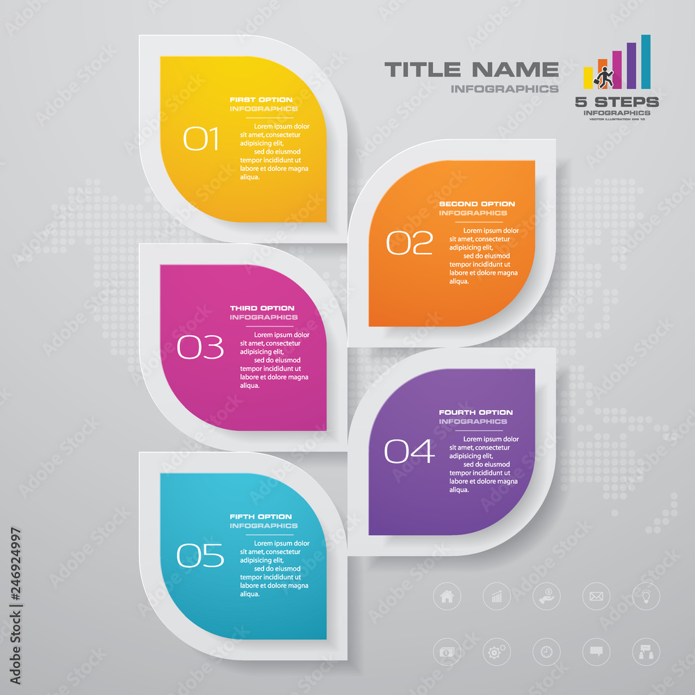 5 steps simple&editable process chart infographics element. EPS 10 ...