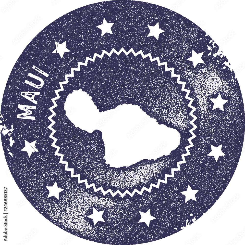 Maui map vintage stamp. Retro style handmade label, badge or element ...