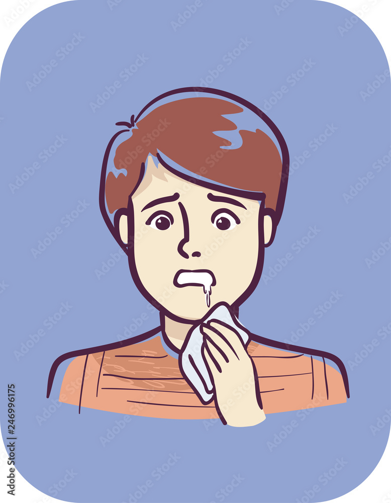 Teen Boy Symptom Drooling Illustration Stock Vector | Adobe Stock