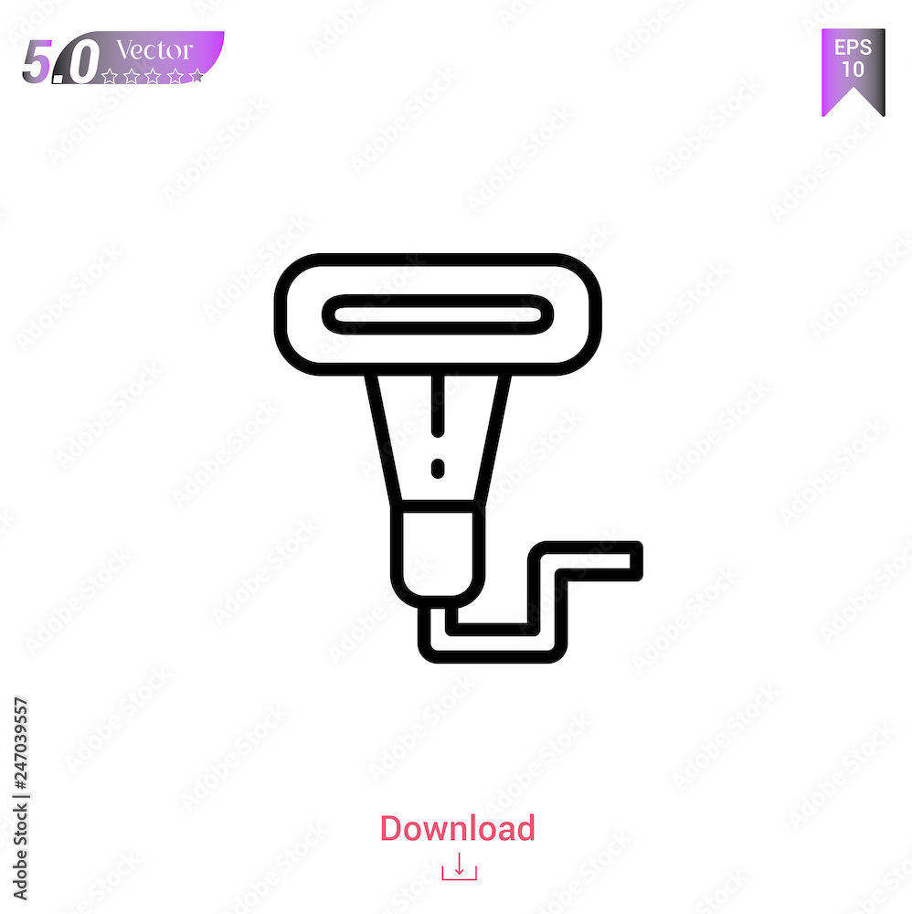 Outline barcode-scanner icon isolated on white background. Line ...