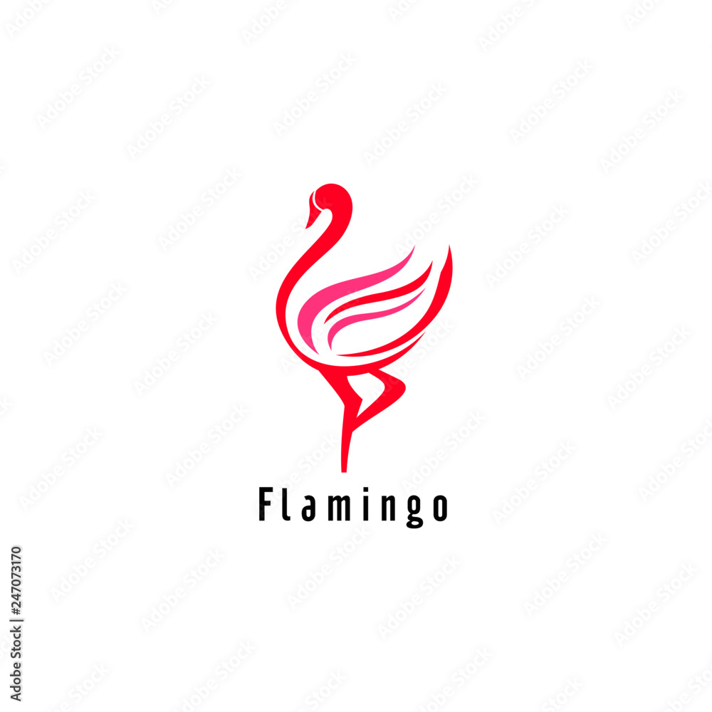Flamingo logo design Vector Image Stock Vector | Adobe Stock