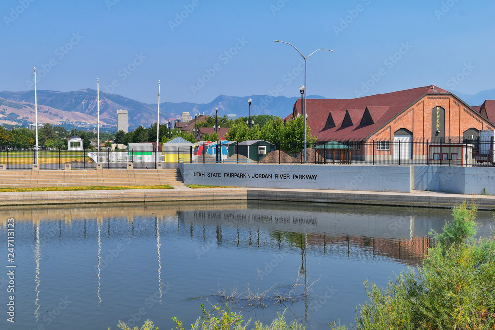 Views of Jordan River Trail with surrounding trees, Russian Olive ...