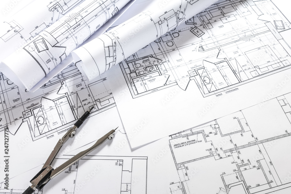 architect design working drawing sketch plans blueprints and making ...