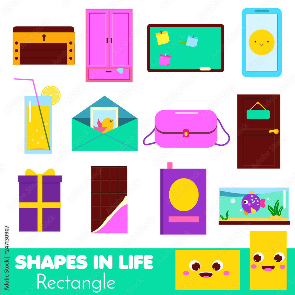 Rectangle Objects For Kids Photojaanic Shapes Poster For Kids Learning