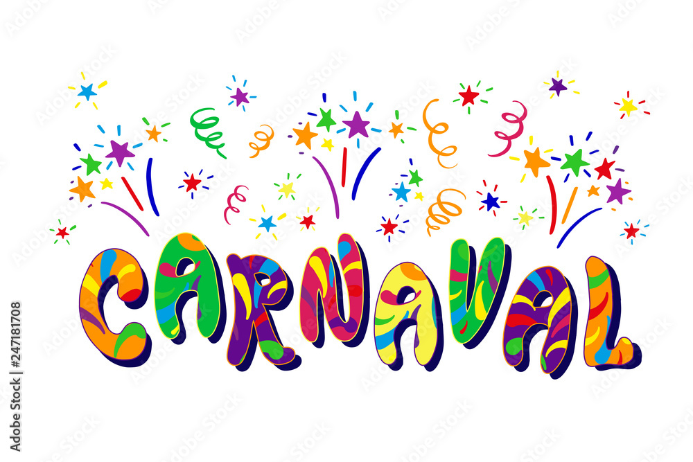 Carnaval- Carnival Festive colored illustration. Hand drawn festive ...
